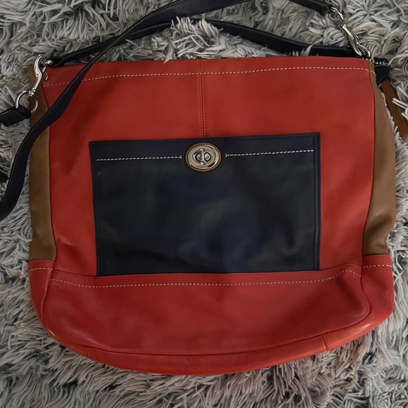 Coach | Bags | Coach Vermillion Park Colorblock Leather Hobo Tote ...